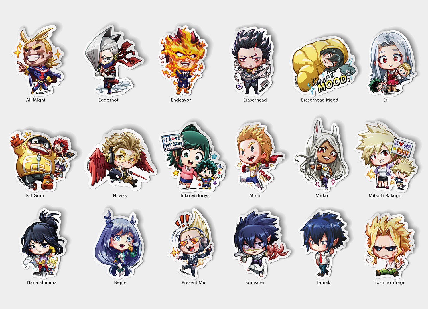 Hero Academy Pro Hero & Misc Vinyl Sticker FULL SET [18 PCS] – YanimatorART