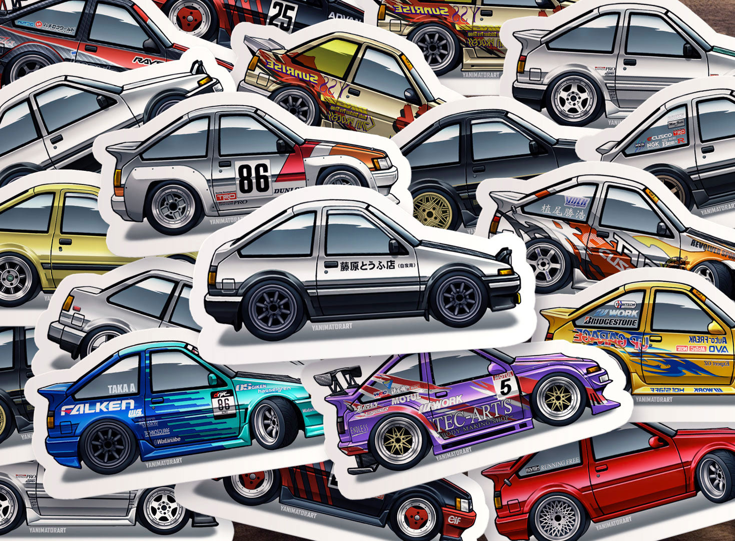 AE86 Past & Present Collection Vinyl Stickers FULL SET [16 PCS ...